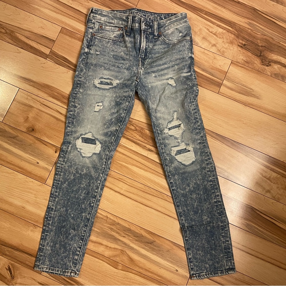 American Eagle Acid Washed Distressed Men’s Straight … - Gem